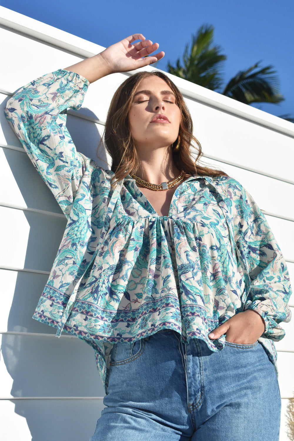 Louisa Top Peacock Print – House of Lacuna